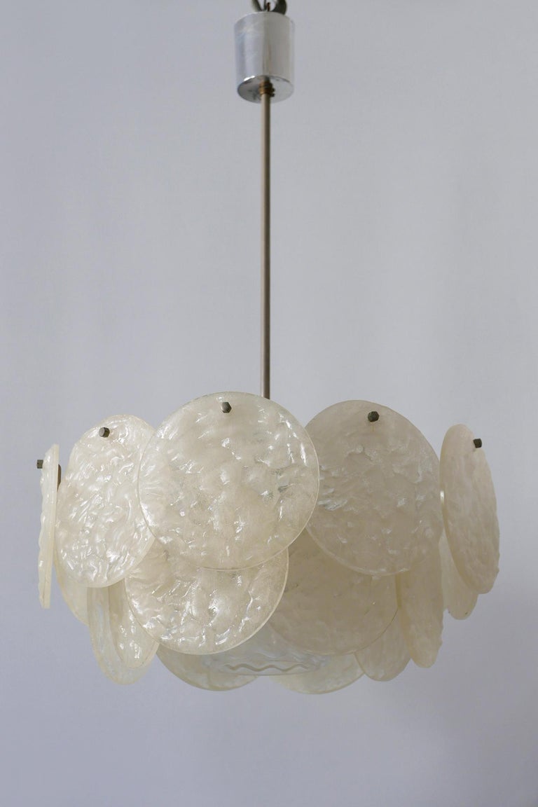 Mid-Century Modern Chandelier or Pendant Lamp with Textured Acrylic ...