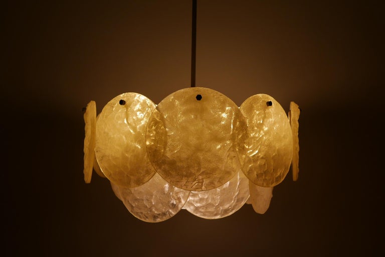 Mid-Century Modern Chandelier or Pendant Lamp with Textured Acrylic ...