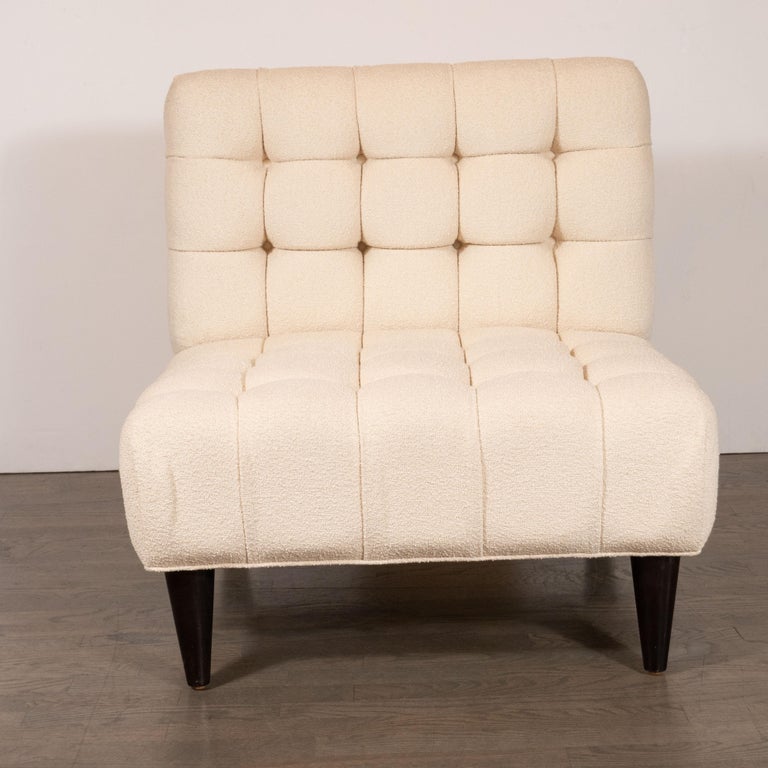 Mid-Century Modern Channel Tufted Chair by Billy Haines in Cream Bouclé ...