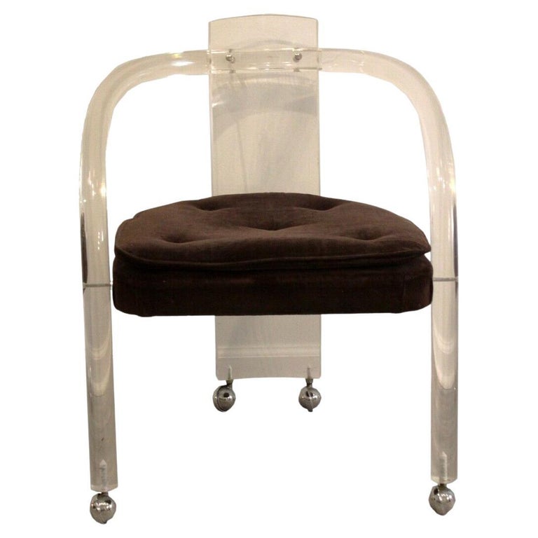 Mid-Century Modern Charles Hollis Jones Style Lucite Rolling Vanity ...