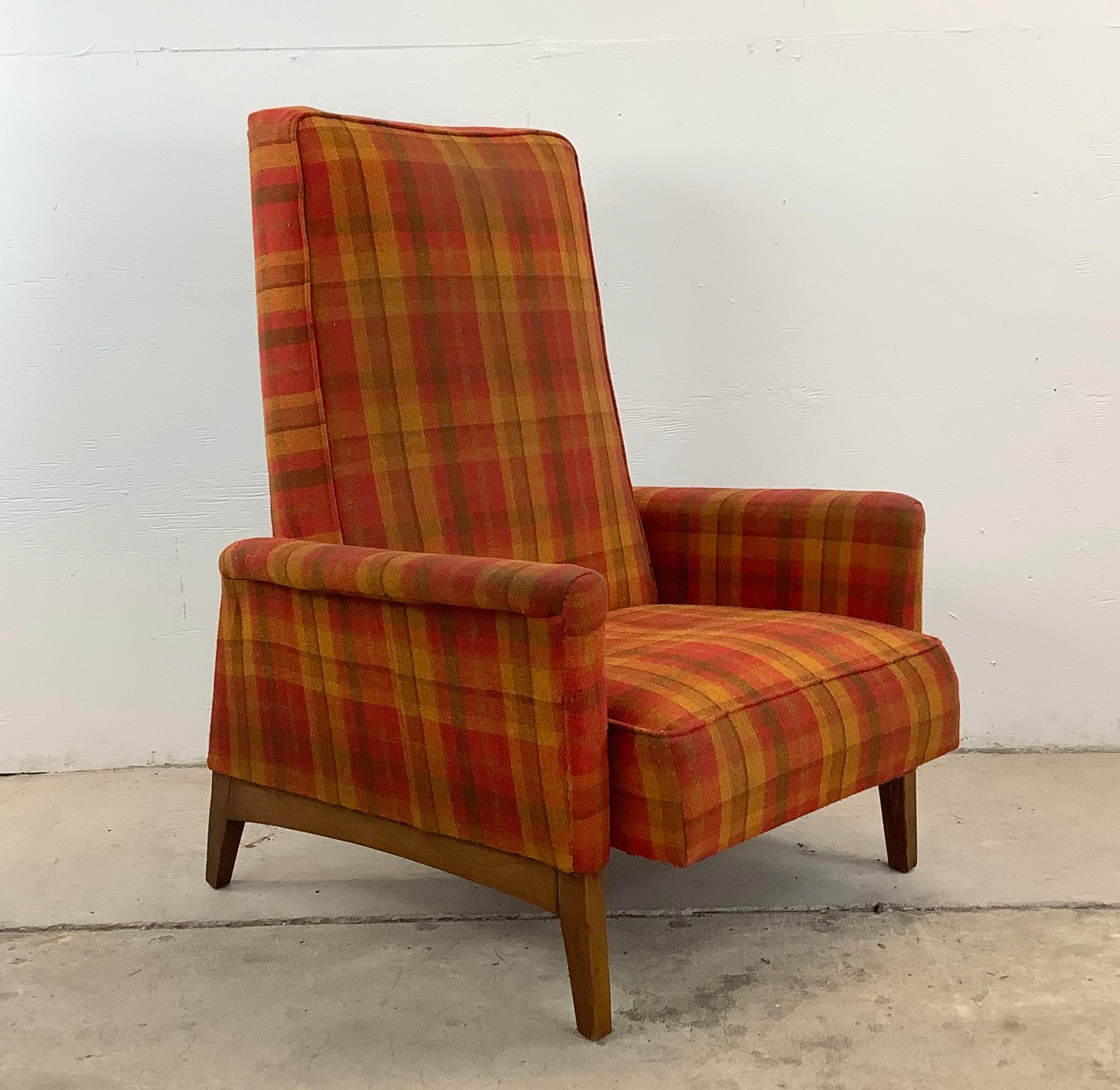 Mid-Century Modern Checkered Lounge Chair Recliner at 1stDibs