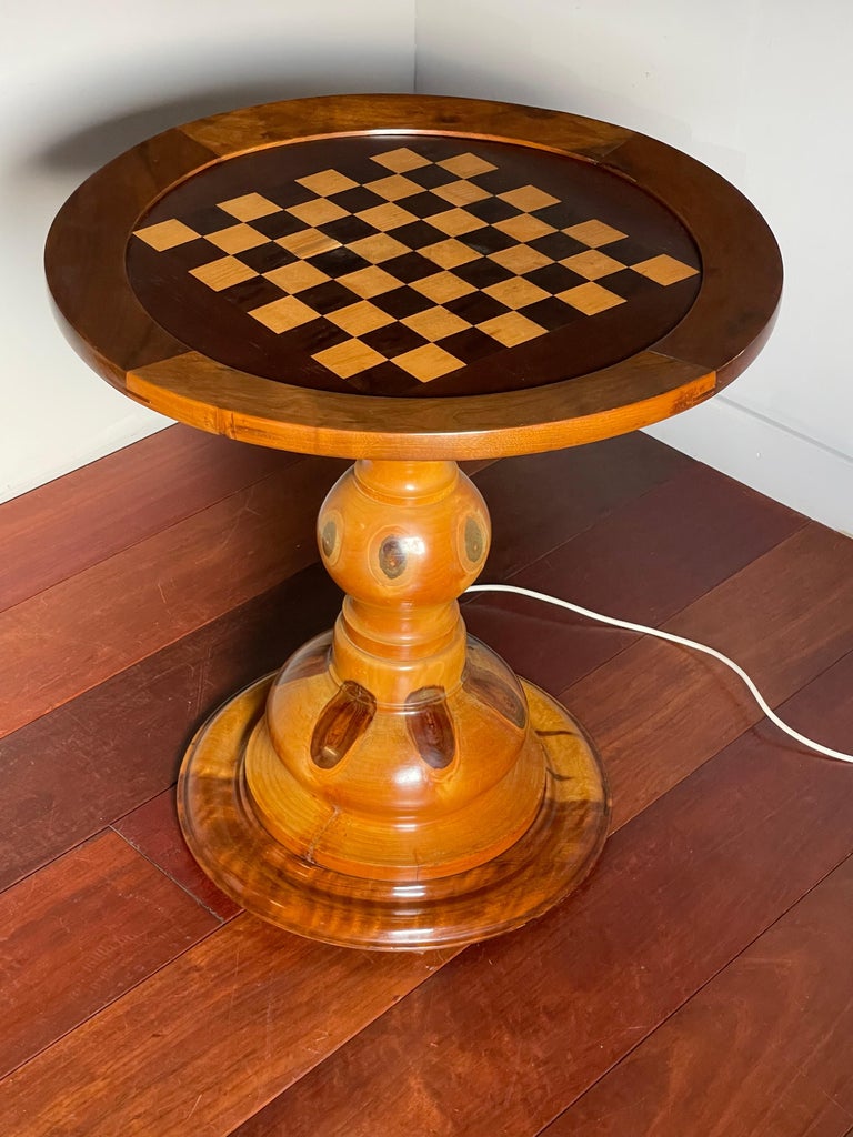 Mid-Century Modern Chess Table of Wood with Stunning Tree Knots Pattern ...