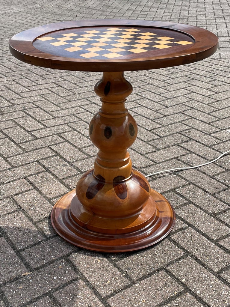 Mid-Century Modern Chess Table of Wood with Stunning Tree Knots Pattern ...