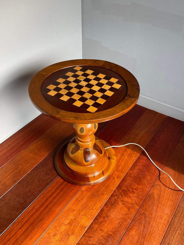 Mid-Century Modern Chess Table of Wood with Stunning Tree Knots Pattern ...