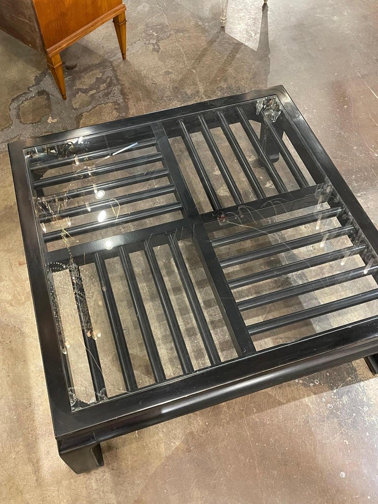 Mid-Century Modern Chinese Ebonized Cross Bars Coffee Table For Sale at ...