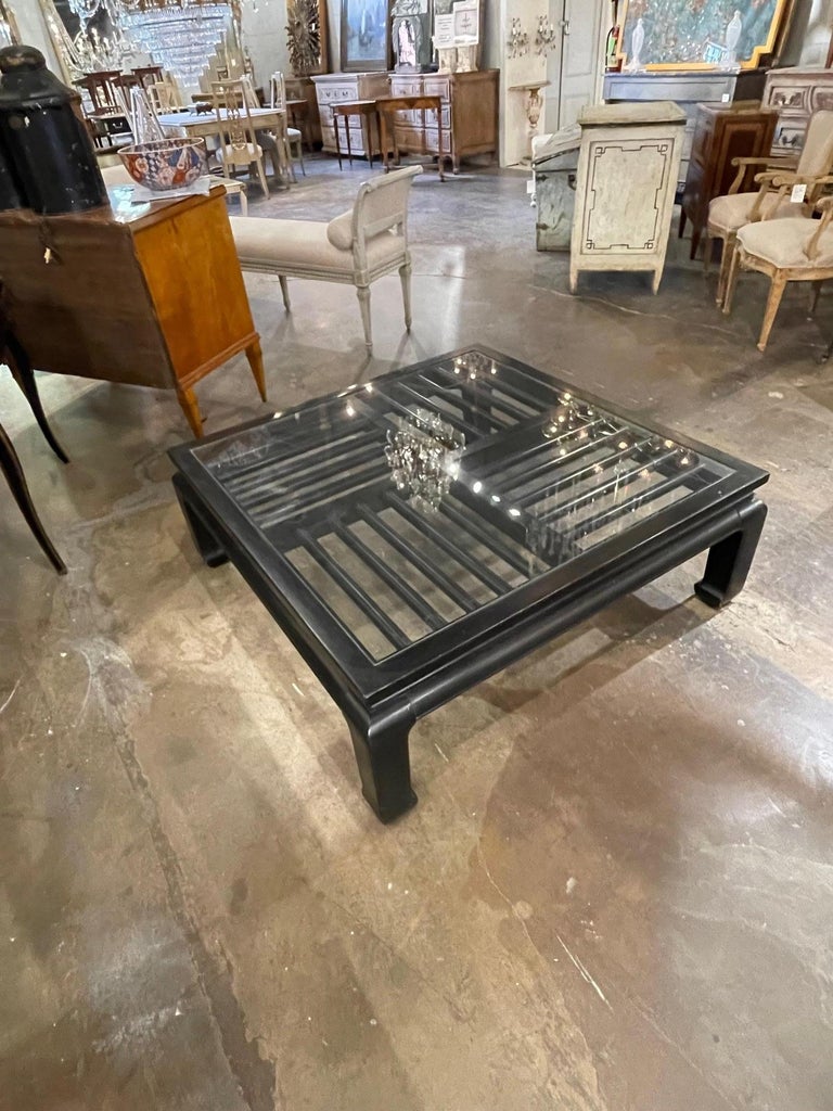 Mid-Century Modern Chinese Ebonized Cross Bars Coffee Table For Sale at ...