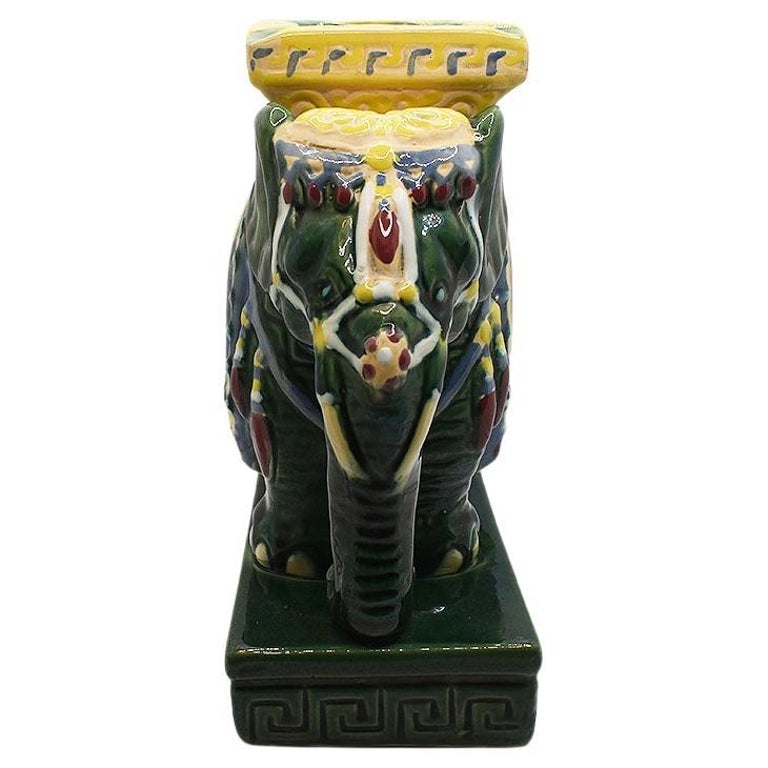 Mid-Century Modern Chinoiserie Ceramic Emerald Green Elephant Ashtray ...