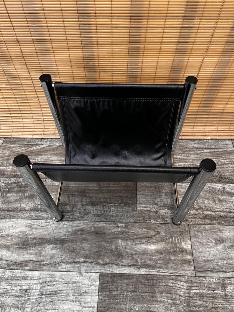 Mid-Century Modern Chrome and Black Vinyl Magazine Rack, circa 1970s ...