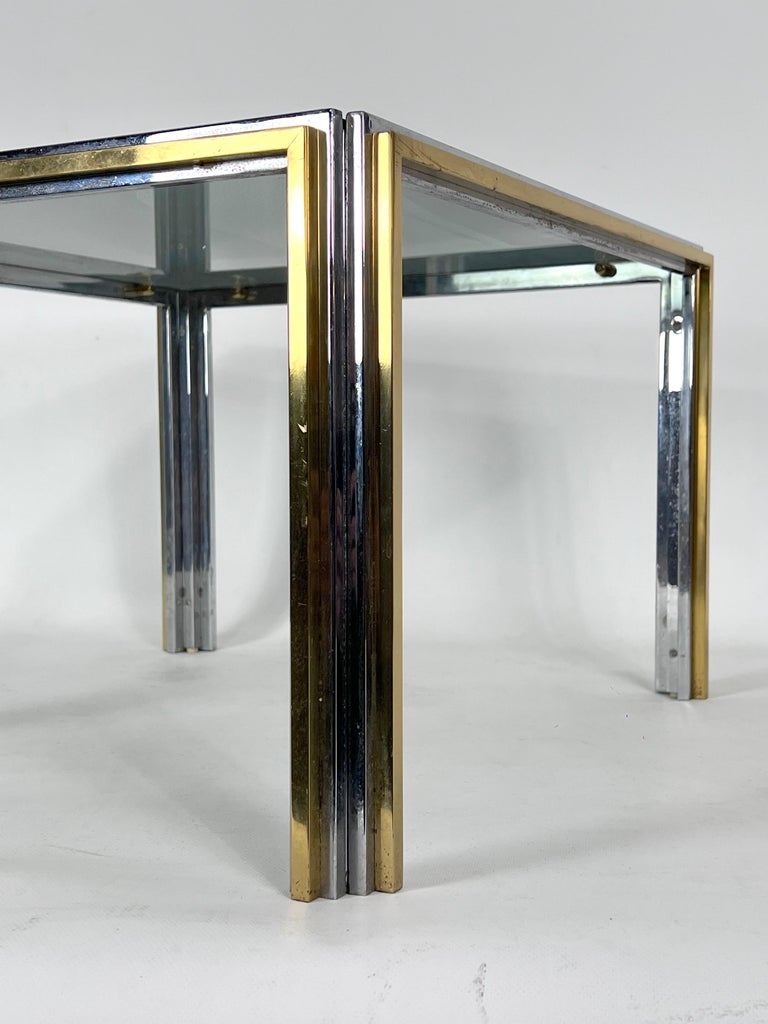 Mid-Century Modern Chrome and Brass Side Table, Romeo Rega Style, 70s ...