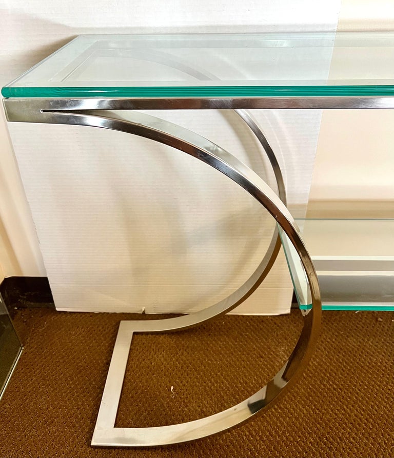 Mid-Century Modern Chrome and Glass Console Table at 1stDibs | glass ...