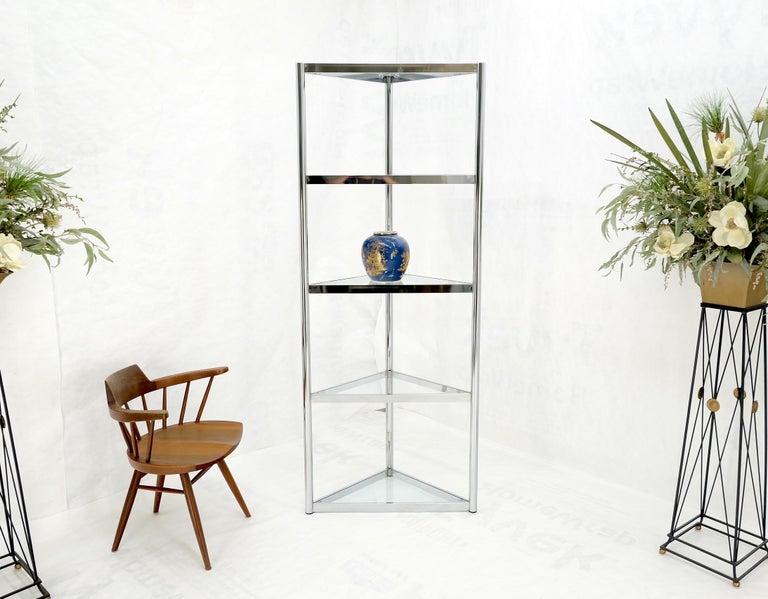 Mid-Century Modern Chrome and Glass Corner Etagere Mint! For Sale at ...