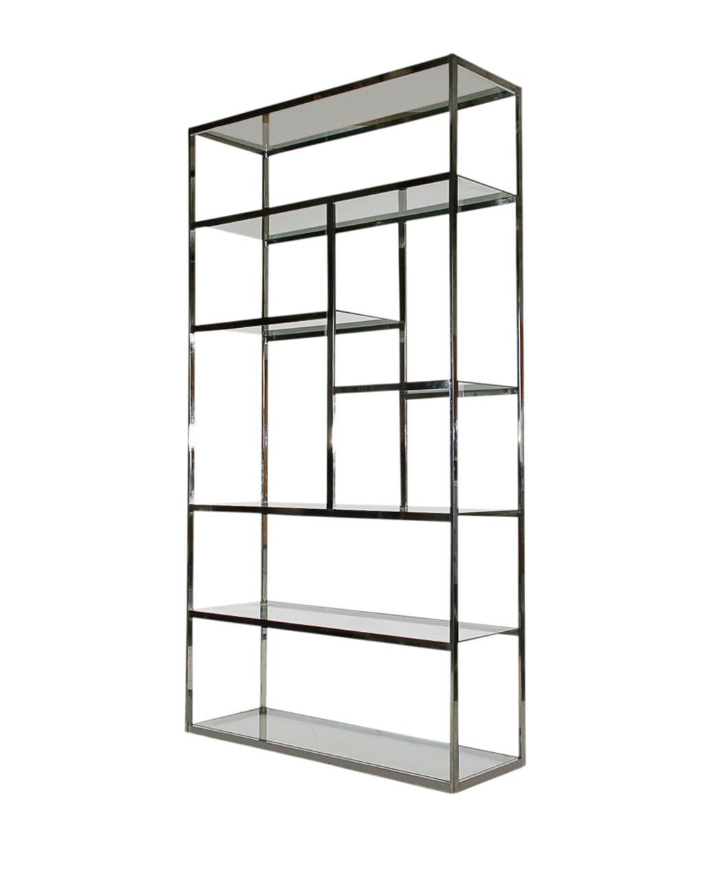 Mid-Century Modern Chrome and Glass Etagere or Display Shelving Unit at ...