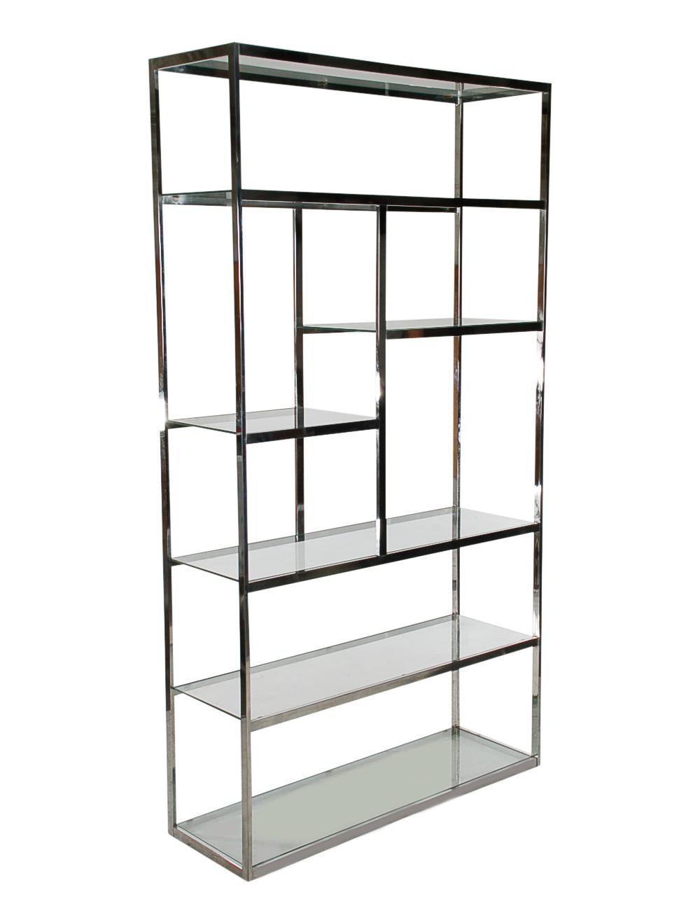 Mid-Century Modern Chrome and Glass Etagere or Display Shelving Unit at ...