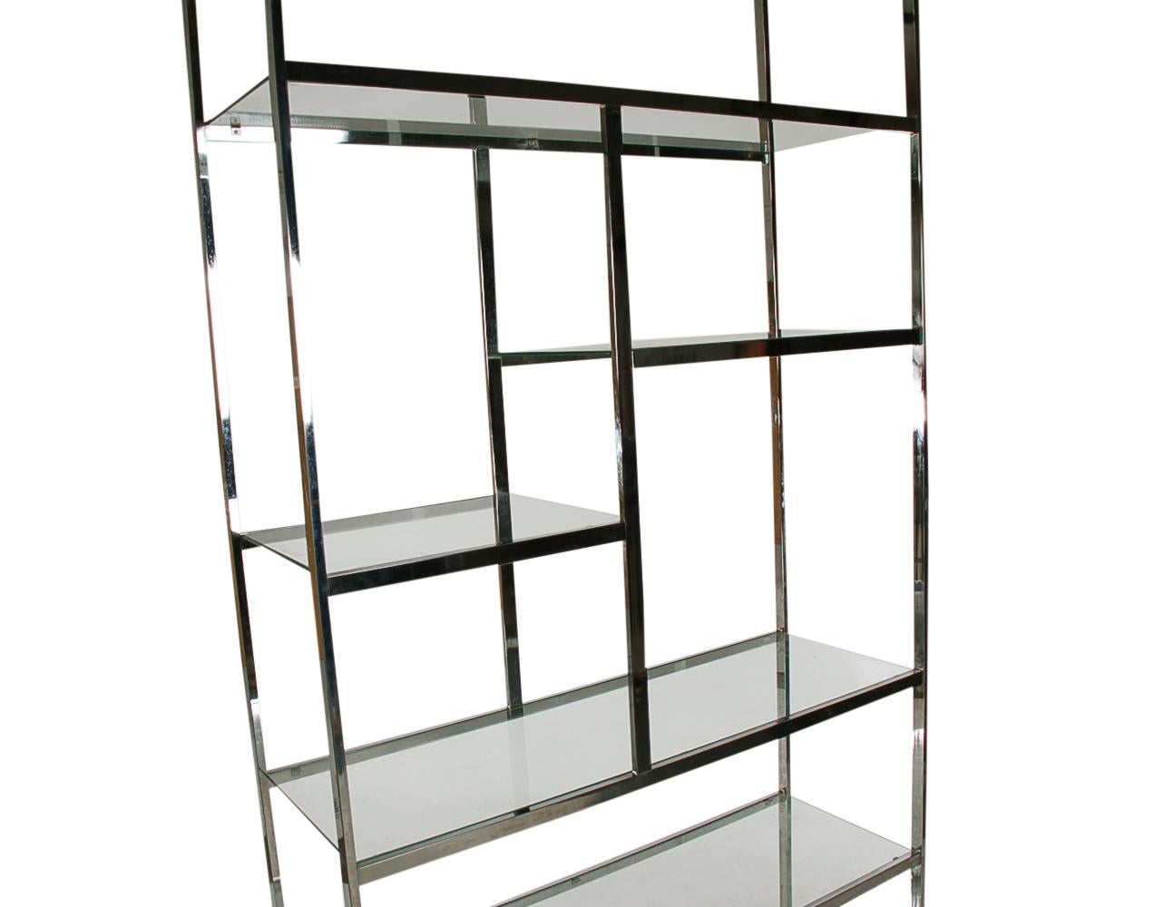 Mid-Century Modern Chrome and Glass Etagere or Display Shelving Unit at ...