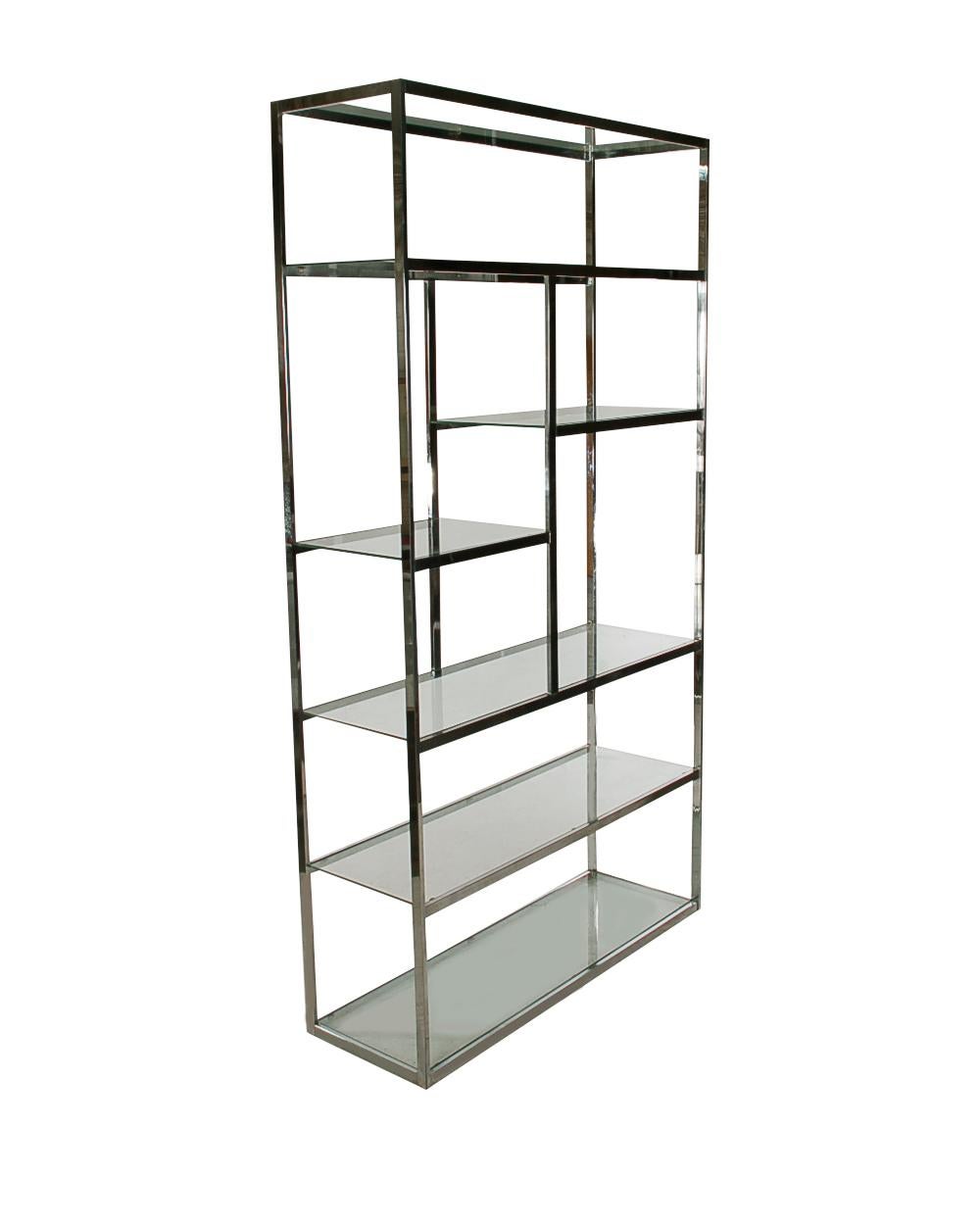 Mid-Century Modern Chrome and Glass Etagere or Display Shelving Unit at ...