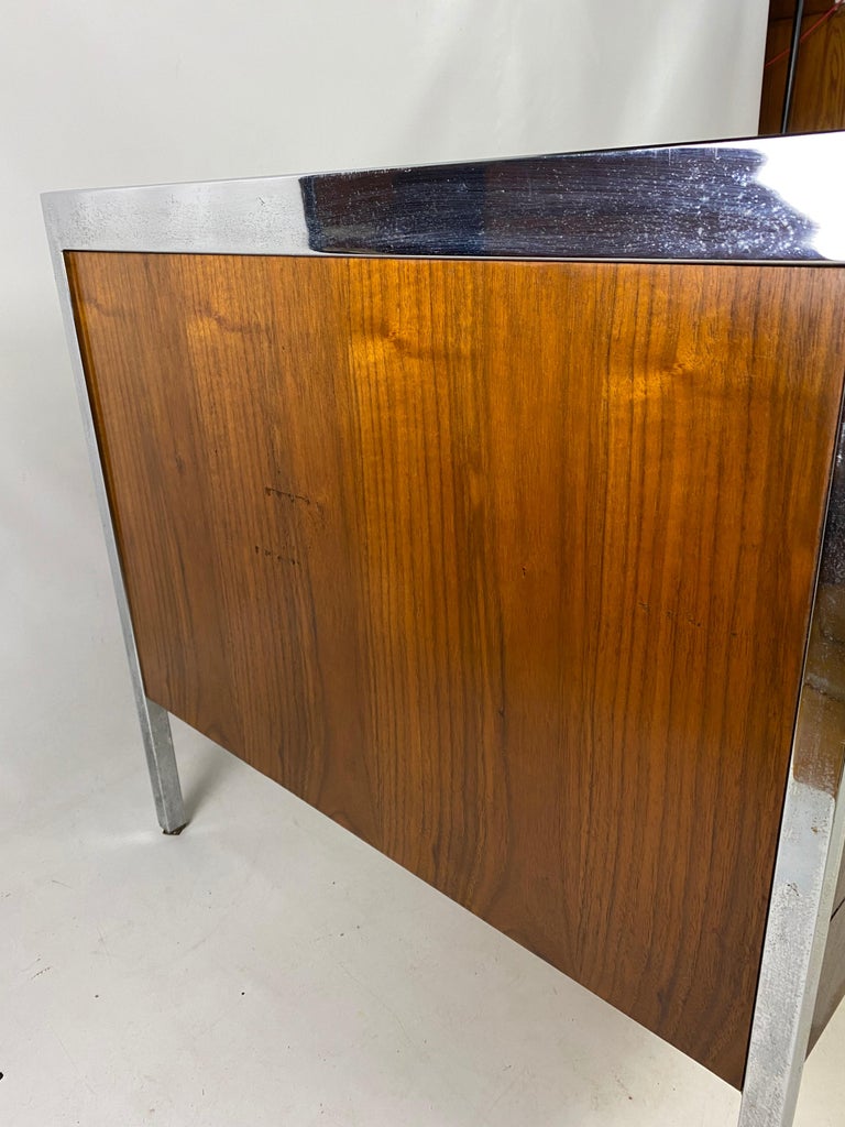 Mid-Century Modern Chrome and Walnut Executive Desk at 1stDibs