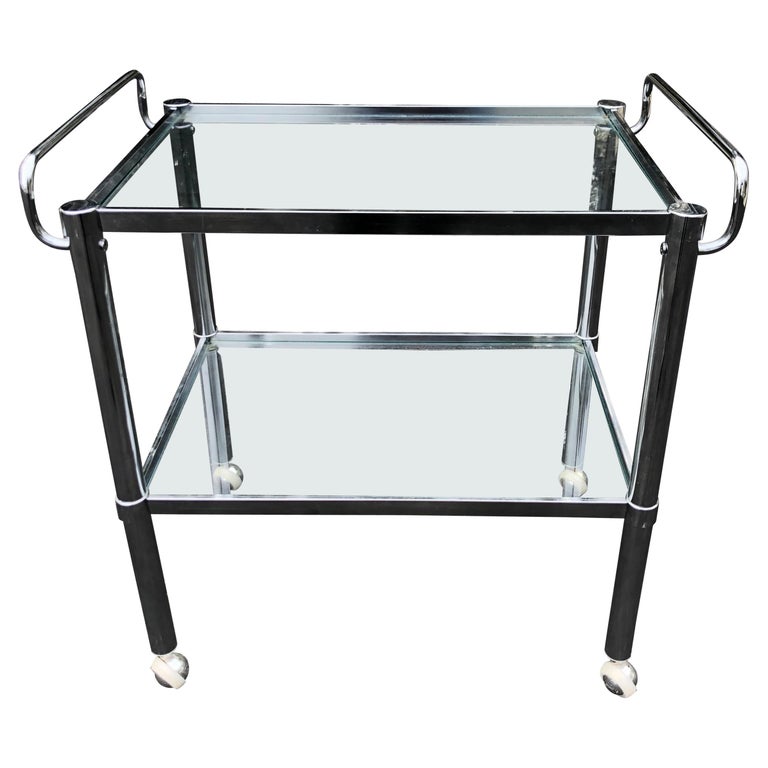 Mid-Century Modern Chrome Bar Cart at 1stDibs