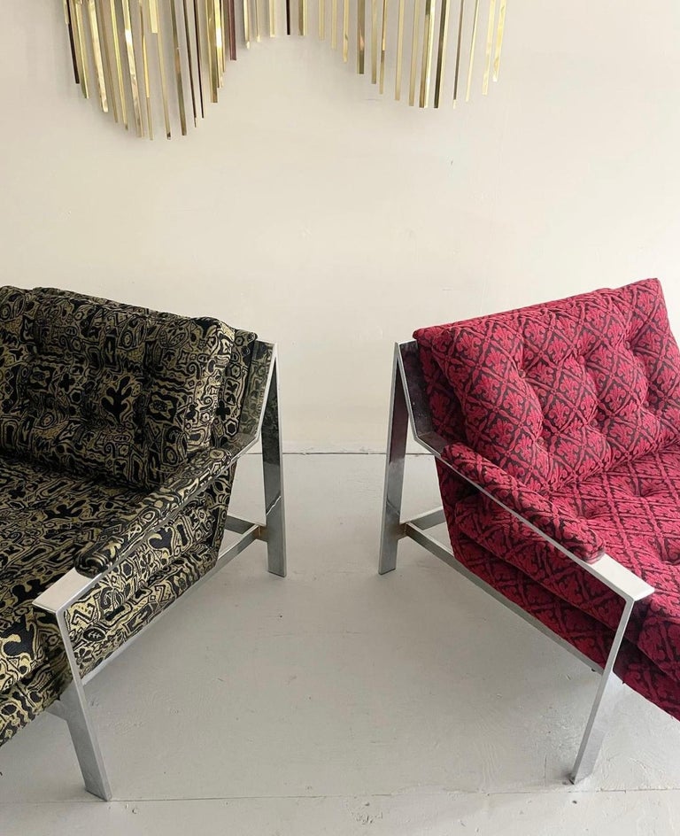 Mid-Century Modern Chrome Cube Lounge Chairs Designed by Cy Mann For ...