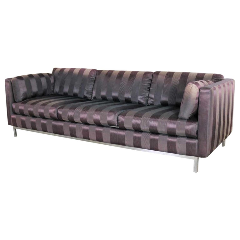 Mid-Century Modern Chrome Cube Tuxedo Sofa For Sale at 1stDibs