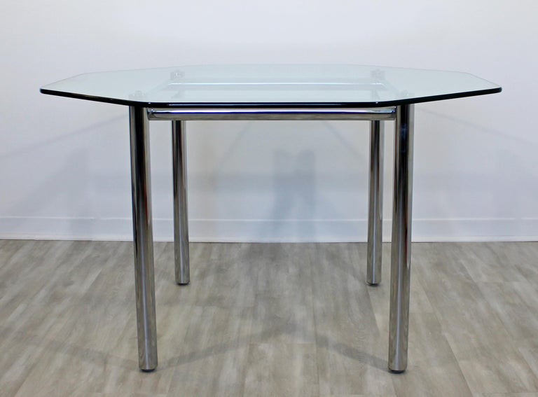 Mid-Century Modern Chrome Dinette Set of 4 Side Chairs Octagon Glass ...