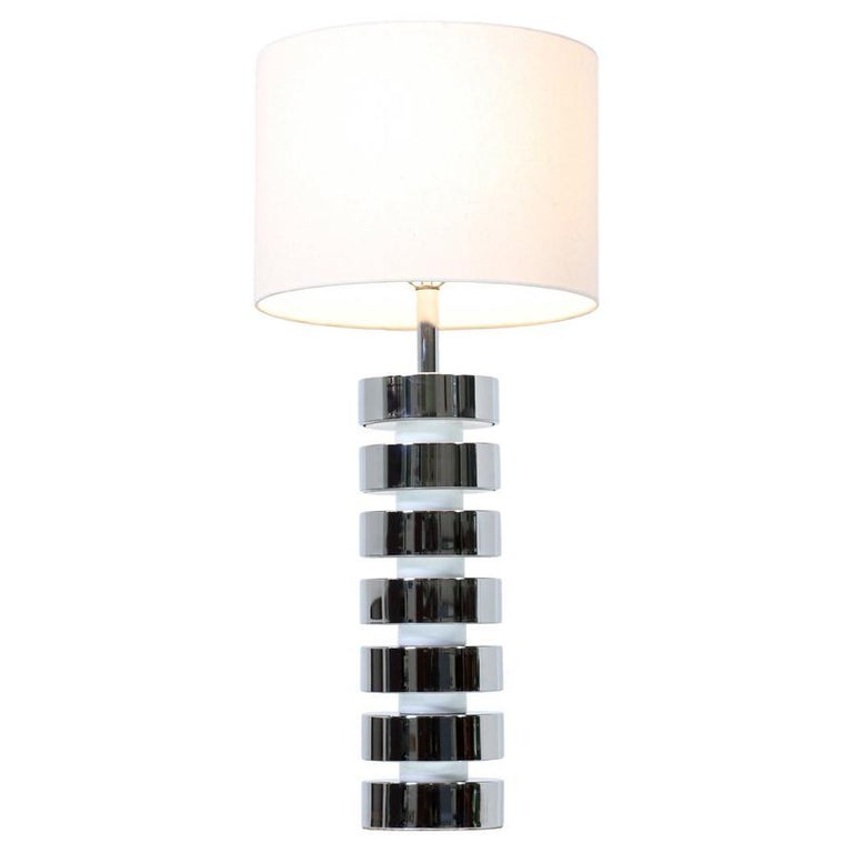 Mid-Century Modern Chrome Disc Column Table Lamp For Sale at 1stDibs