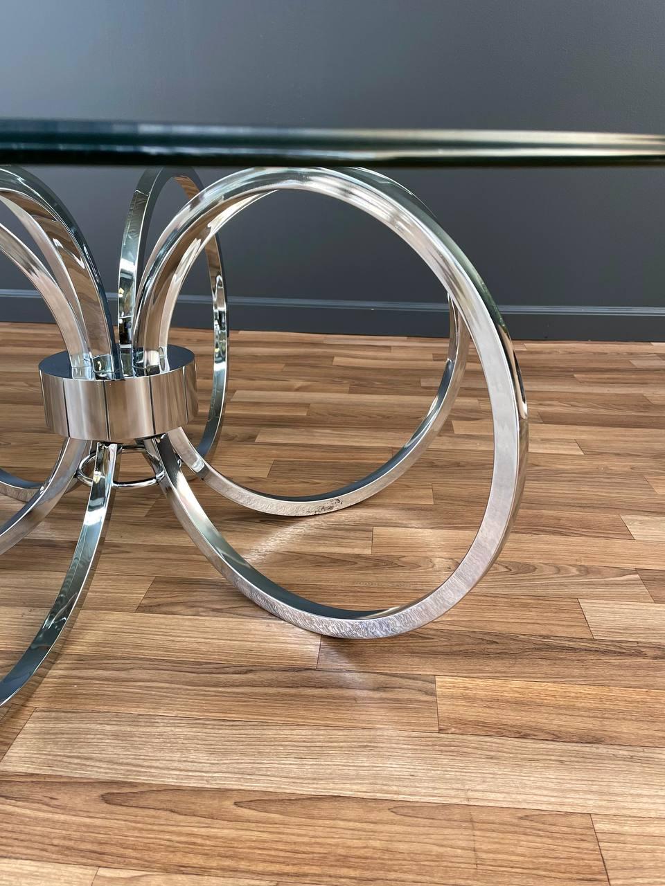 Mid-Century Modern Chrome Disc and Glass Coffee Table For Sale at 1stDibs