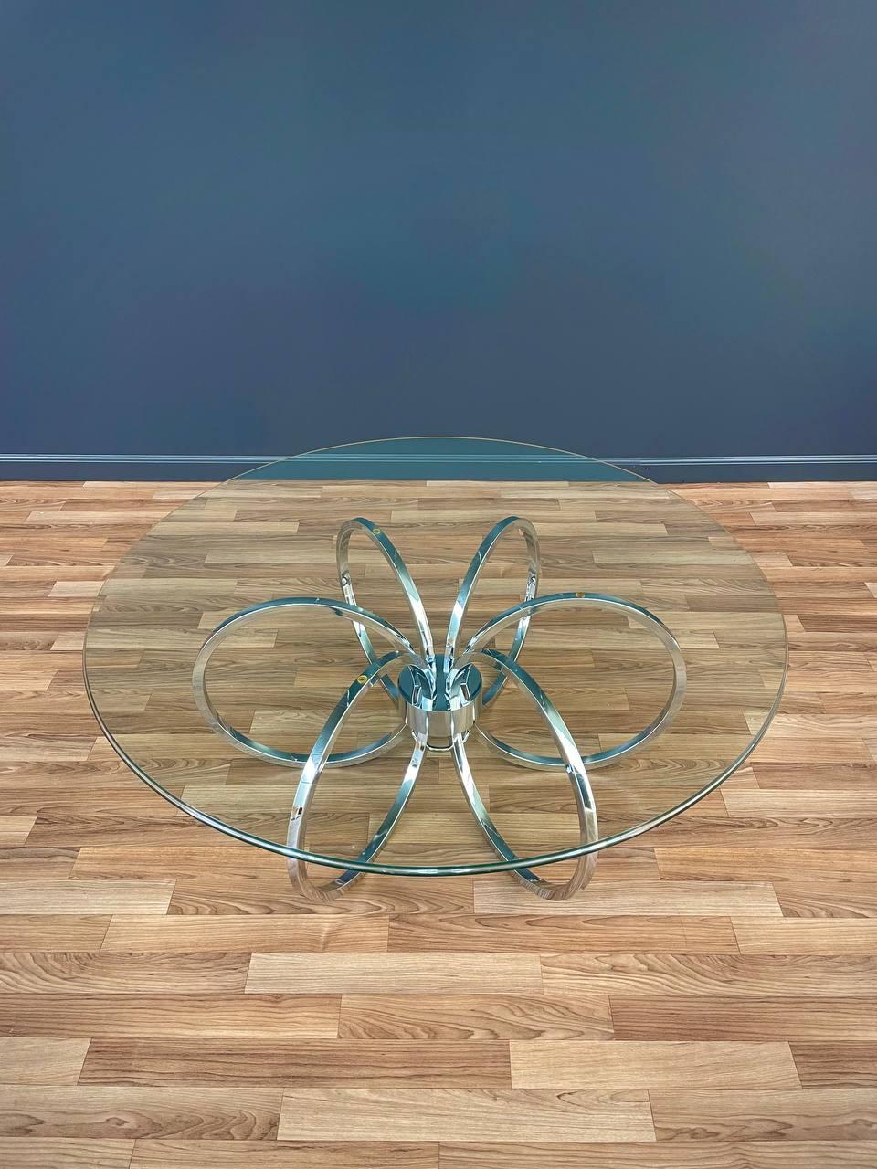 Mid-Century Modern Chrome Disc and Glass Coffee Table For Sale at 1stDibs
