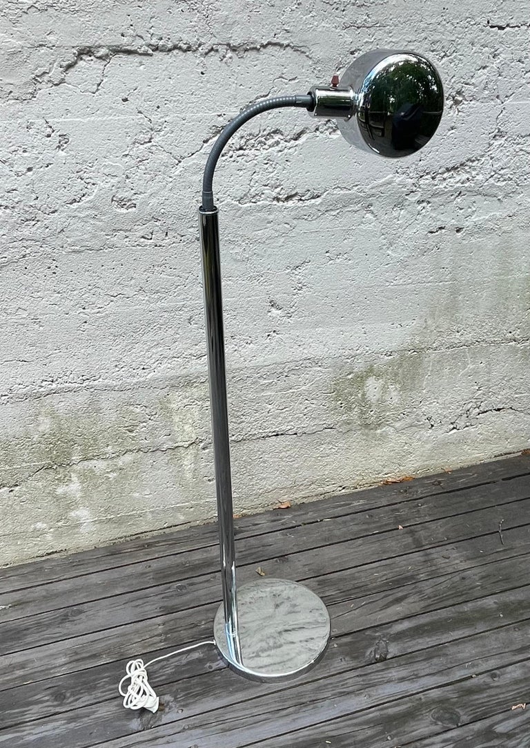 Mid-Century Modern Chrome Floor Lamp with Adjustable Goose Neck Light ...