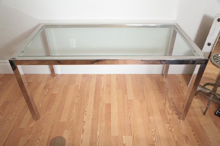 Mid-Century Modern Chrome and Glass Writing Table at 1stDibs
