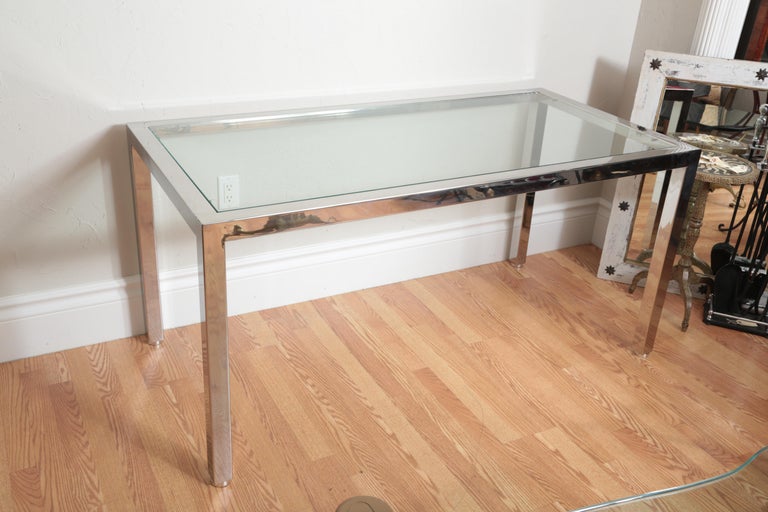 Mid-Century Modern Chrome and Glass Writing Table at 1stDibs