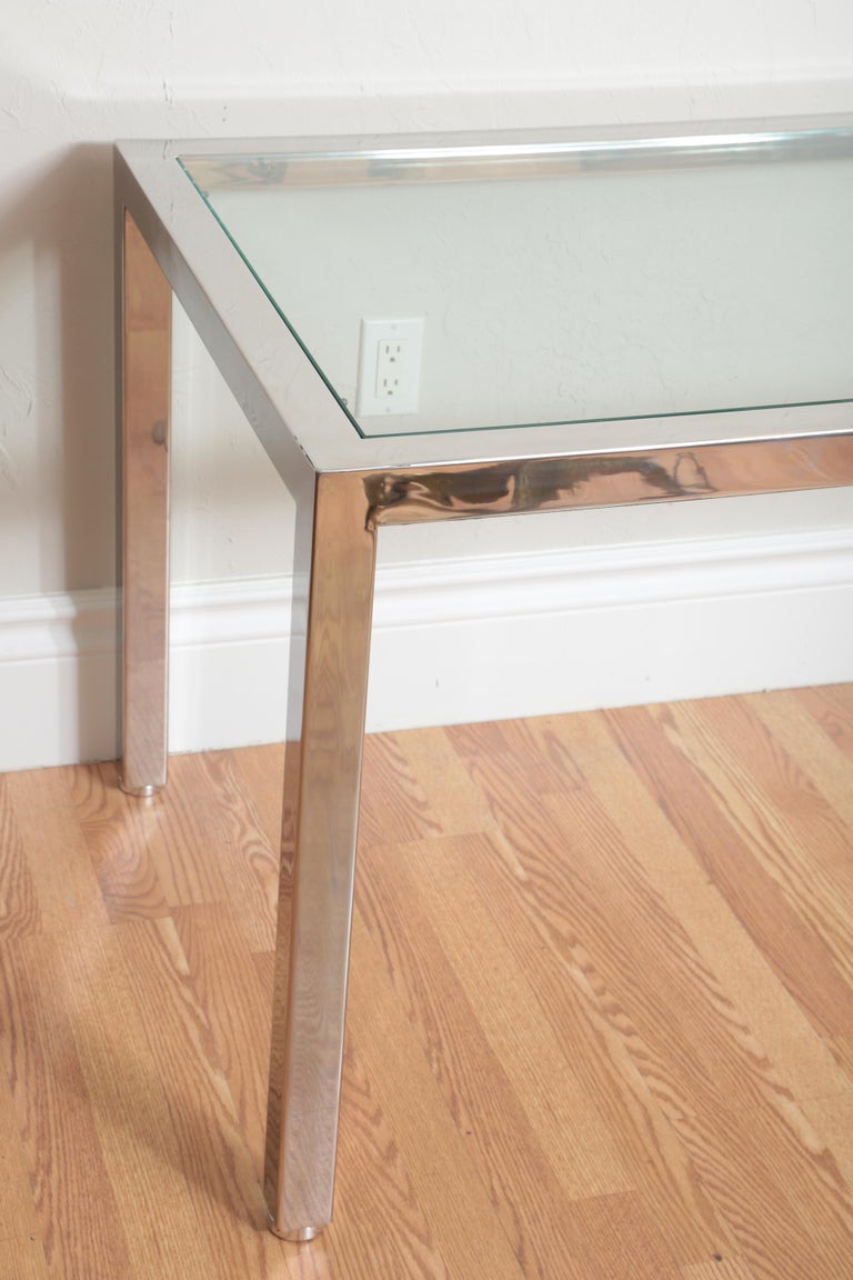 Mid-Century Modern Chrome and Glass Writing Table at 1stDibs