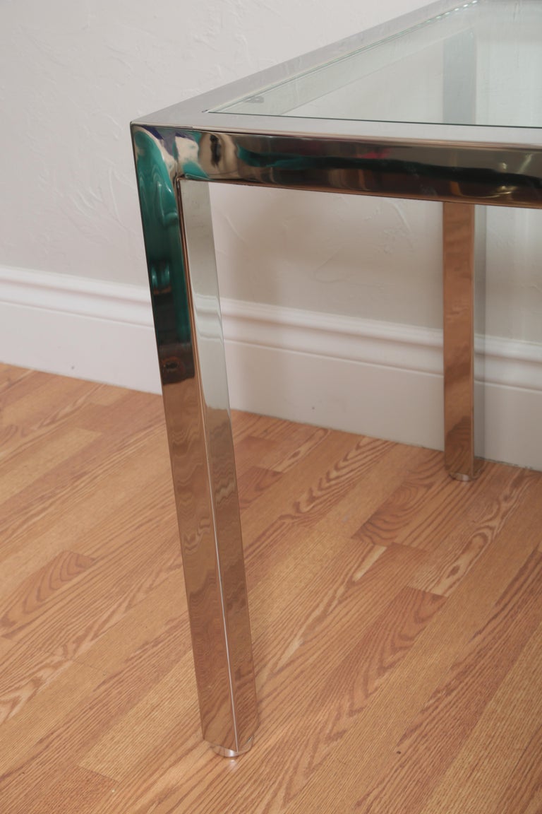 Mid-Century Modern Chrome and Glass Writing Table at 1stDibs