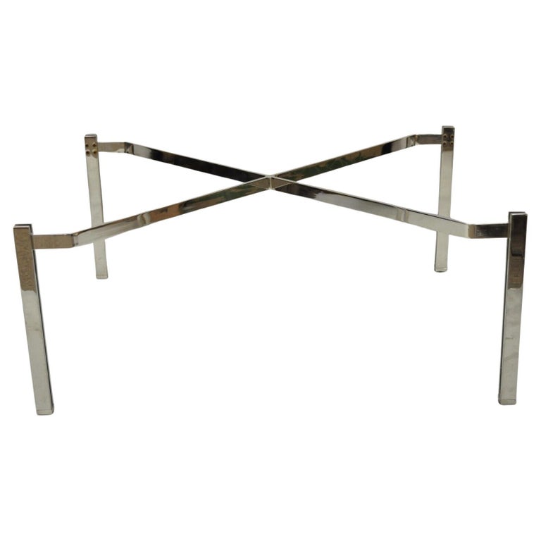 Mid-Century Modern Chrome Metal X-Frame Baughman Style Coffee Table ...