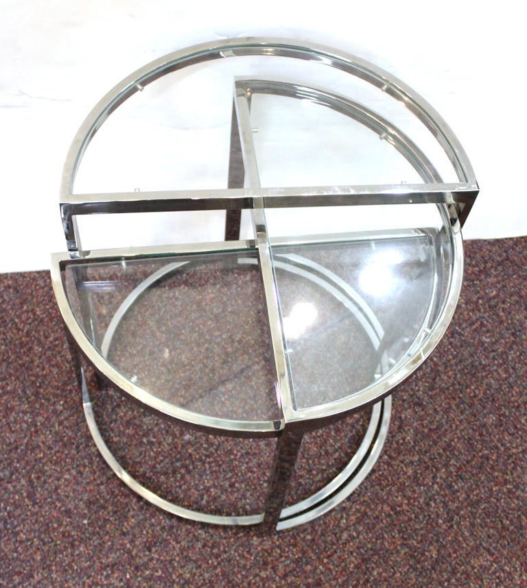Mid-Century Modern Chrome Nesting Tables in Half-Moon Shapes at 1stDibs