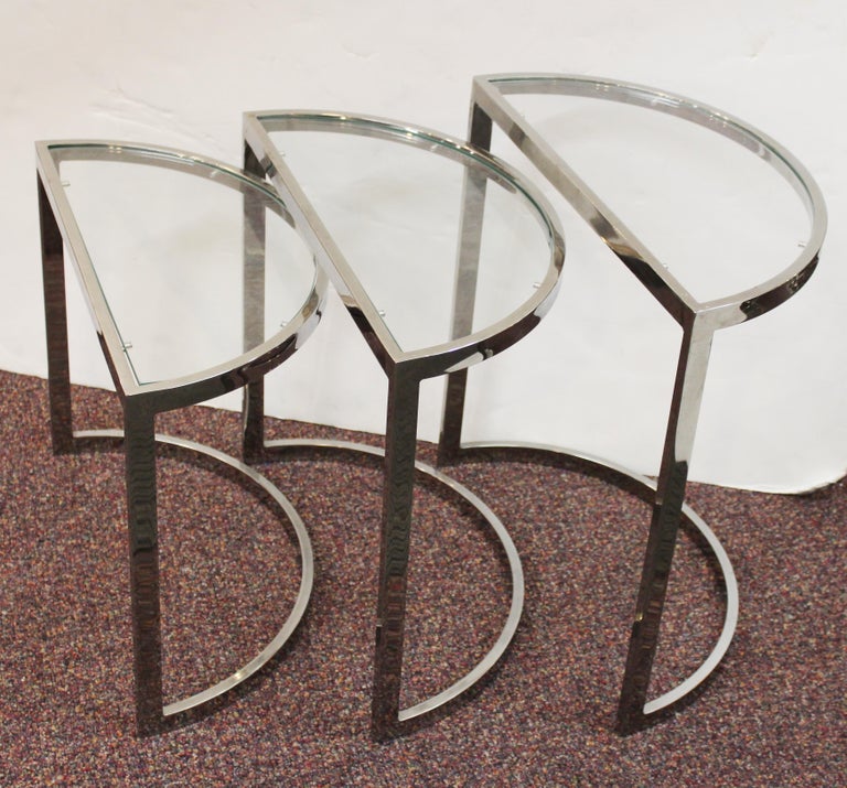 Mid-Century Modern Chrome Nesting Tables in Half-Moon Shapes at 1stDibs