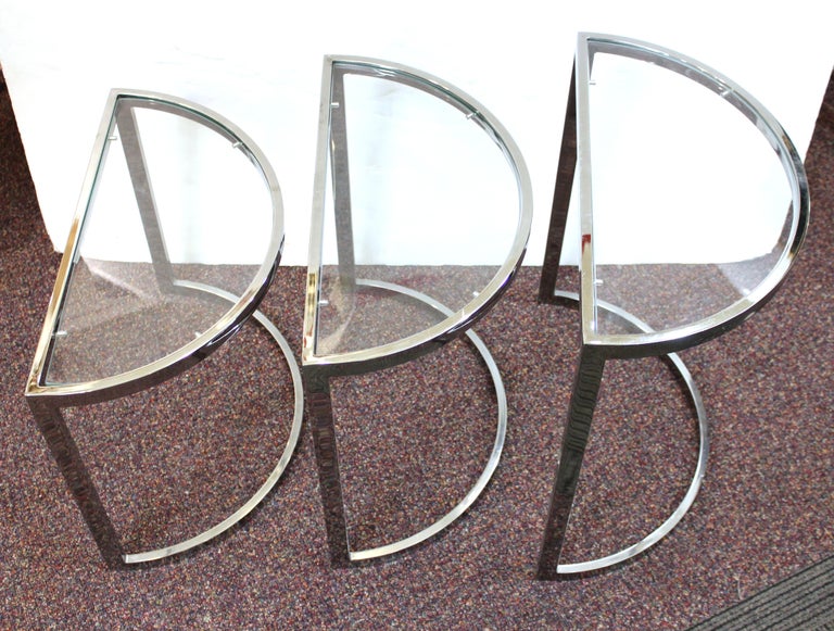 Mid-Century Modern Chrome Nesting Tables in Half-Moon Shapes at 1stDibs