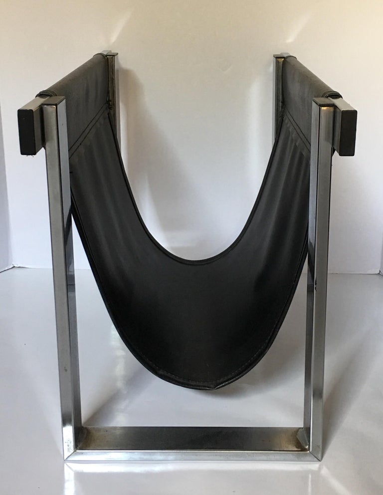 Mid-Century Modern Chrome Sling Magazine Holder at 1stDibs