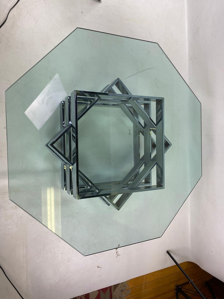 Mid-Century Modern Chrome Stacked Octagon Glass Coffee Table For Sale ...