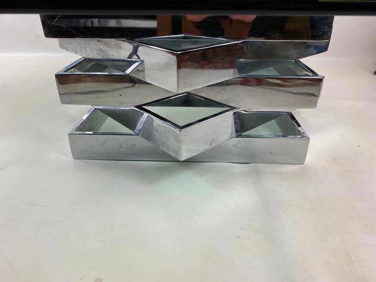 Mid-Century Modern Chrome Stacked Octagon Glass Coffee Table For Sale ...