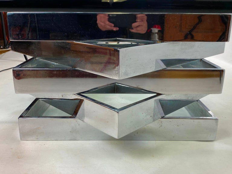 Mid-Century Modern Chrome Stacked Octagon Glass Coffee Table For Sale ...