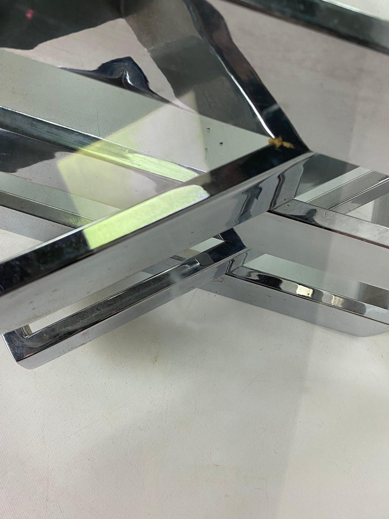 Mid-Century Modern Chrome Stacked Octagon Glass Coffee Table For Sale ...