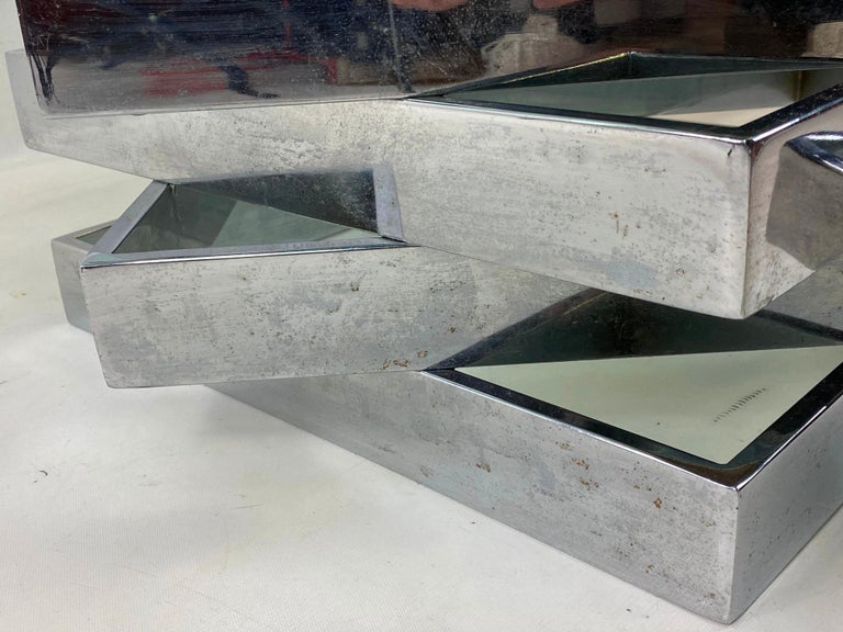 Mid-Century Modern Chrome Stacked Octagon Glass Coffee Table For Sale ...