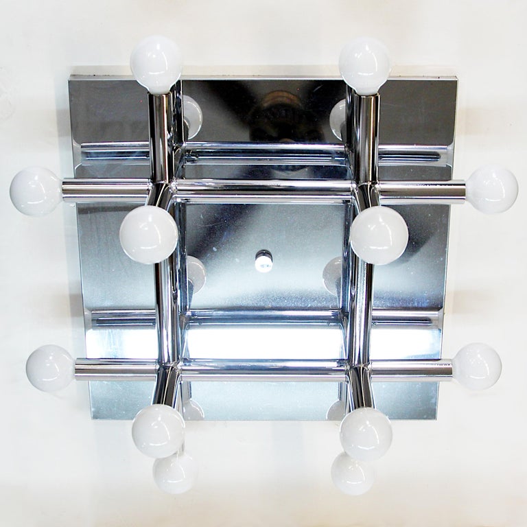 Mid-Century Modern Chrome Tic Tac Toe Chandelier Light Fixture by ...
