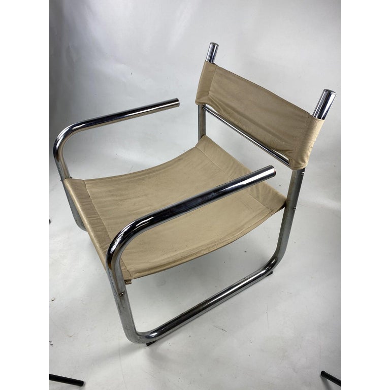 Mid-Century Modern Chrome Tubular Leather Sling Lounge Chair For Sale ...