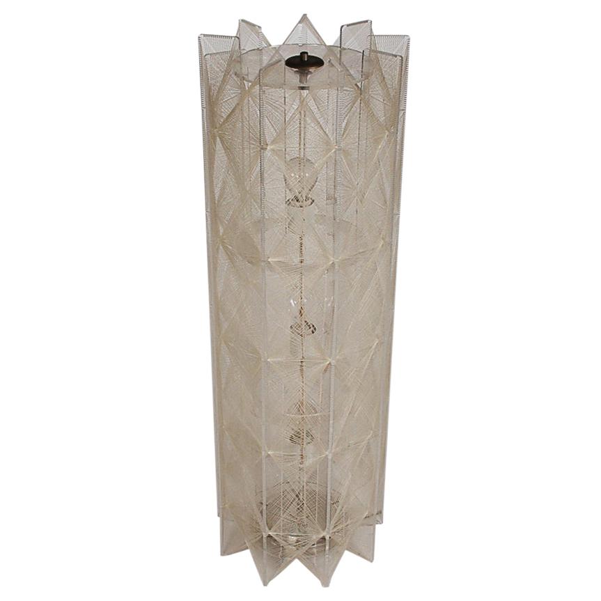 Mid-Century Modern Clear Acrylic Nylon String Large Table Lamp or Floor ...