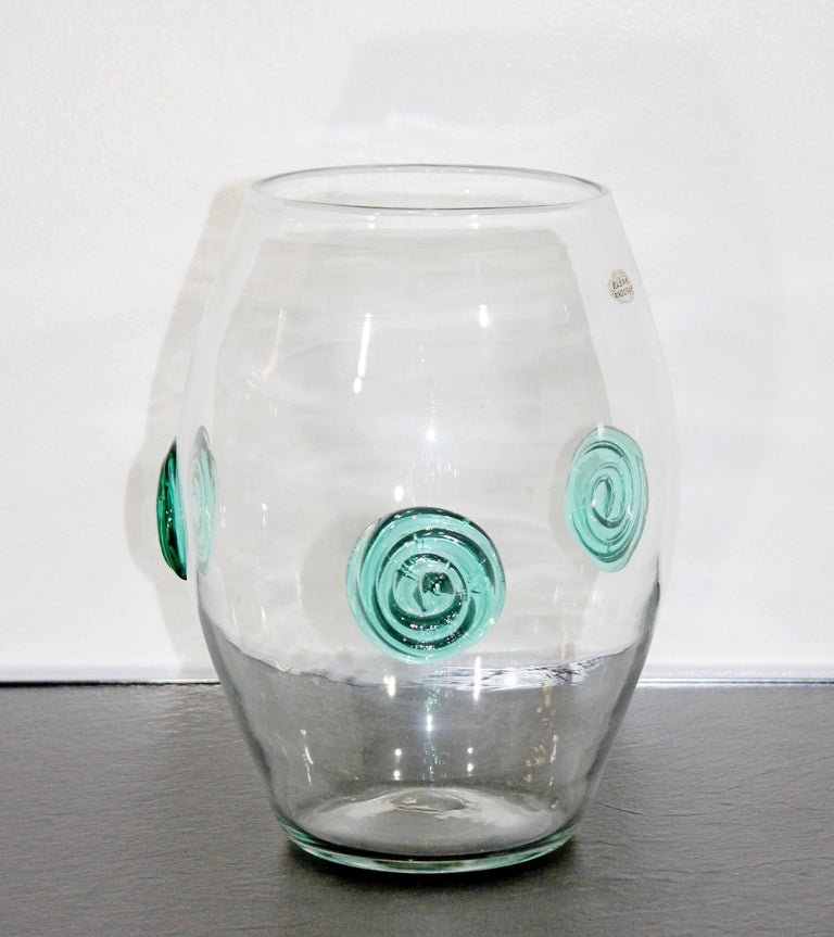 Mid-Century Modern Clear Blenko Handcrafted Glass Vase at 1stDibs
