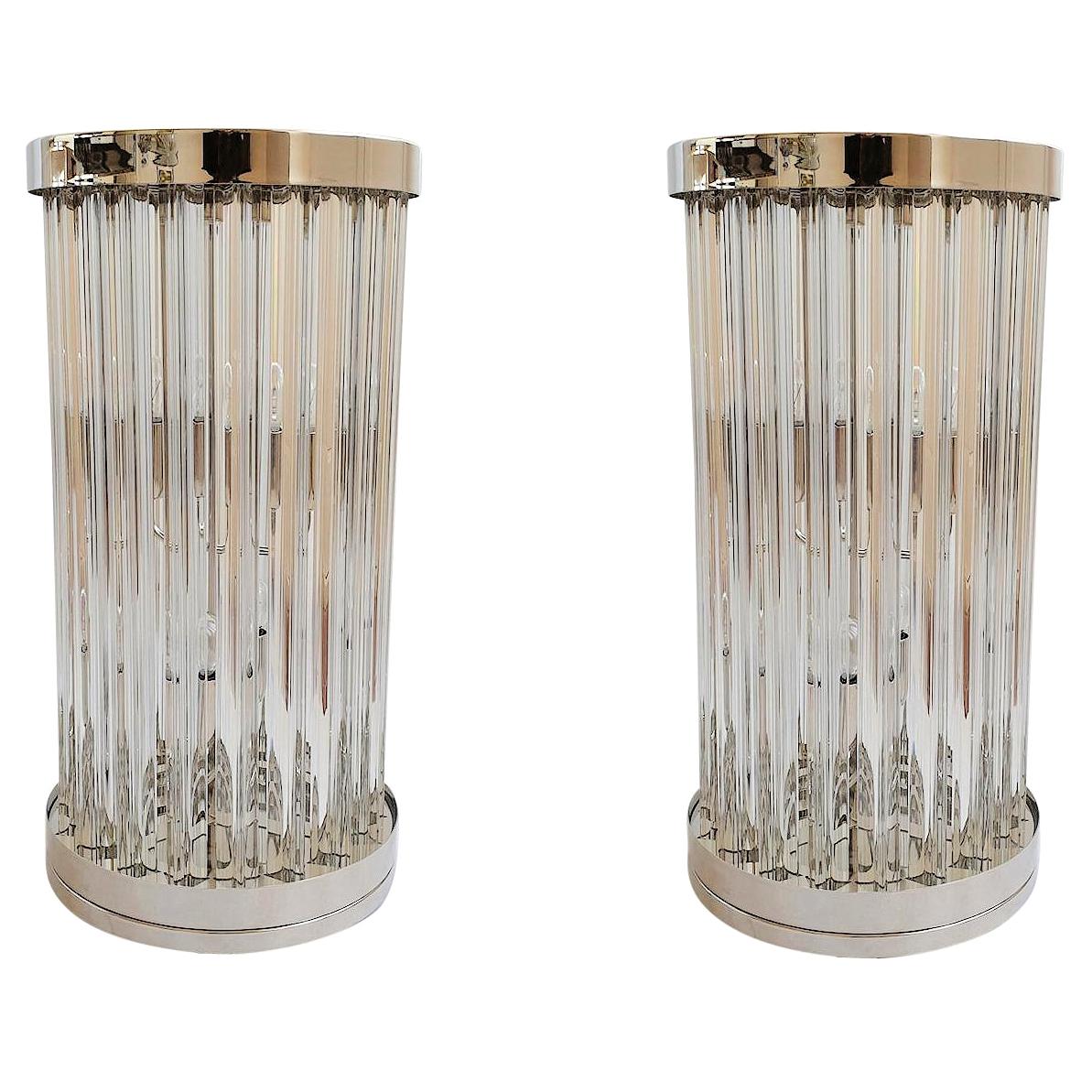 Glass Flame Lamp on Nickel Base, 1980s For Sale at 1stDibs
