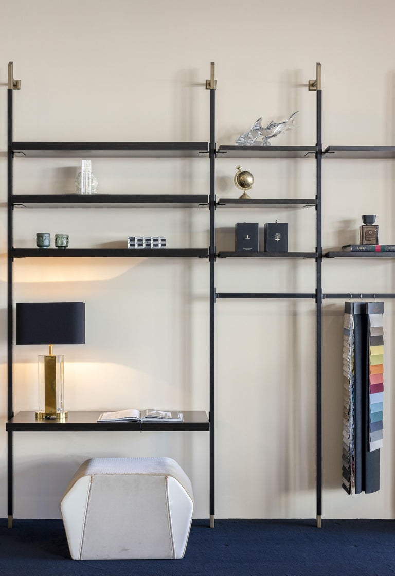 Mid-Century Modern Cocktail Stool Made with Copper, Leather and Textile ...