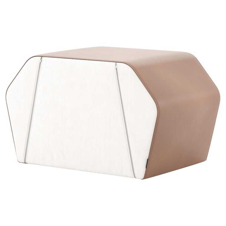 Mid-Century Modern Cocktail Stool Made with Copper, Leather and Textile ...