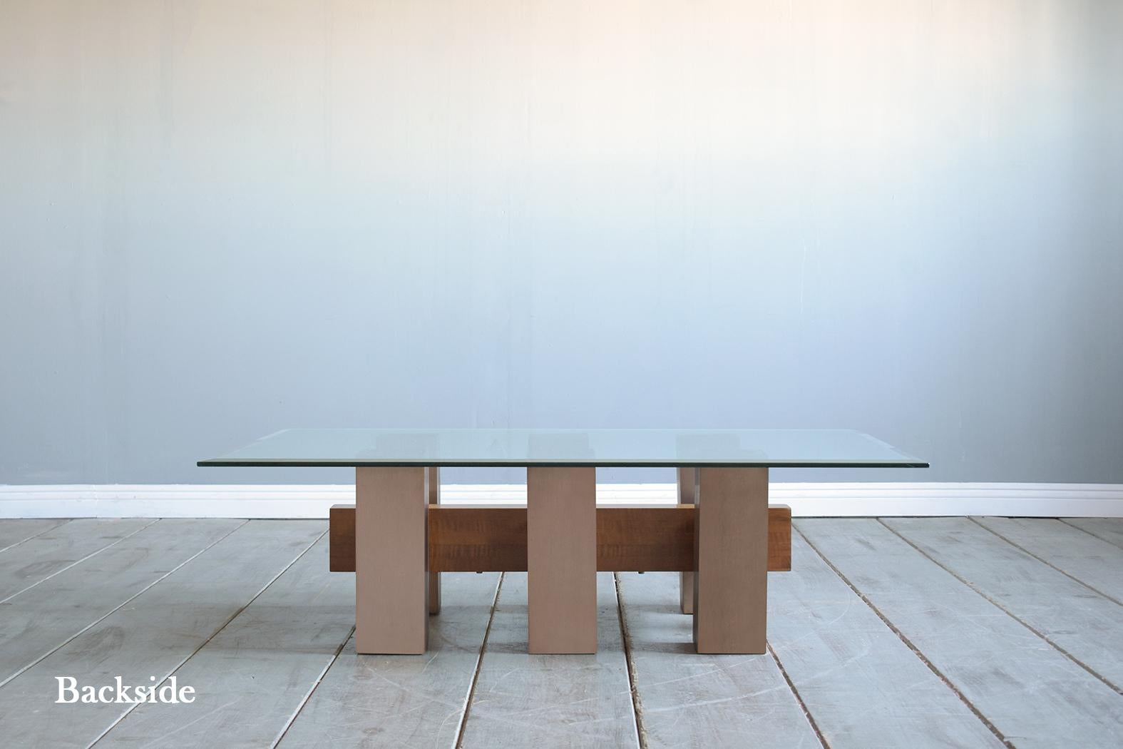 Mid-Century Modern Beveled Glass Top Coffee Table For Sale at 1stDibs